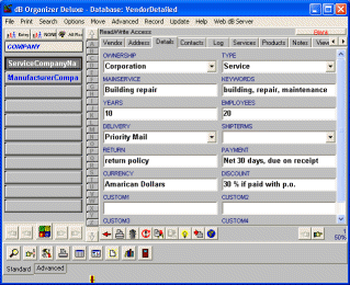 Free Vendor, Supplier Manager 2 database template for Organizer Deluxe ...