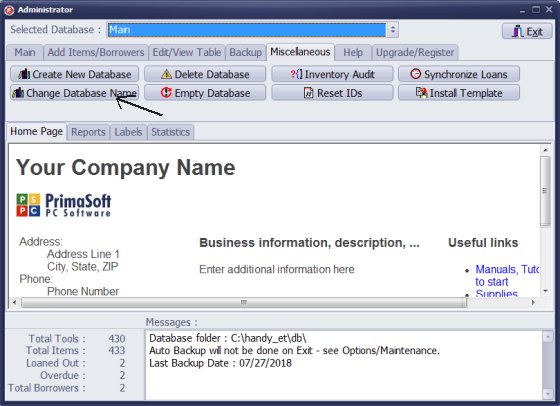Handy Equipment Tool Tracking Tutorial Change Equipment Data Name
